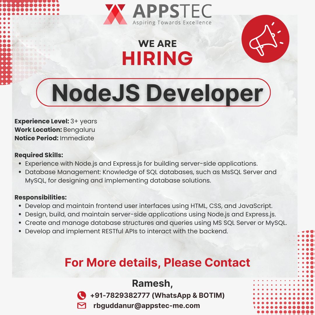 Ramesh BG, Manager- Talent Acquisition at APPSTEC on LinkedIn: #nodejs ... Ramesh BG, Manager- Talent Acquisition at APPSTEC on LinkedIn: #nodejs ...