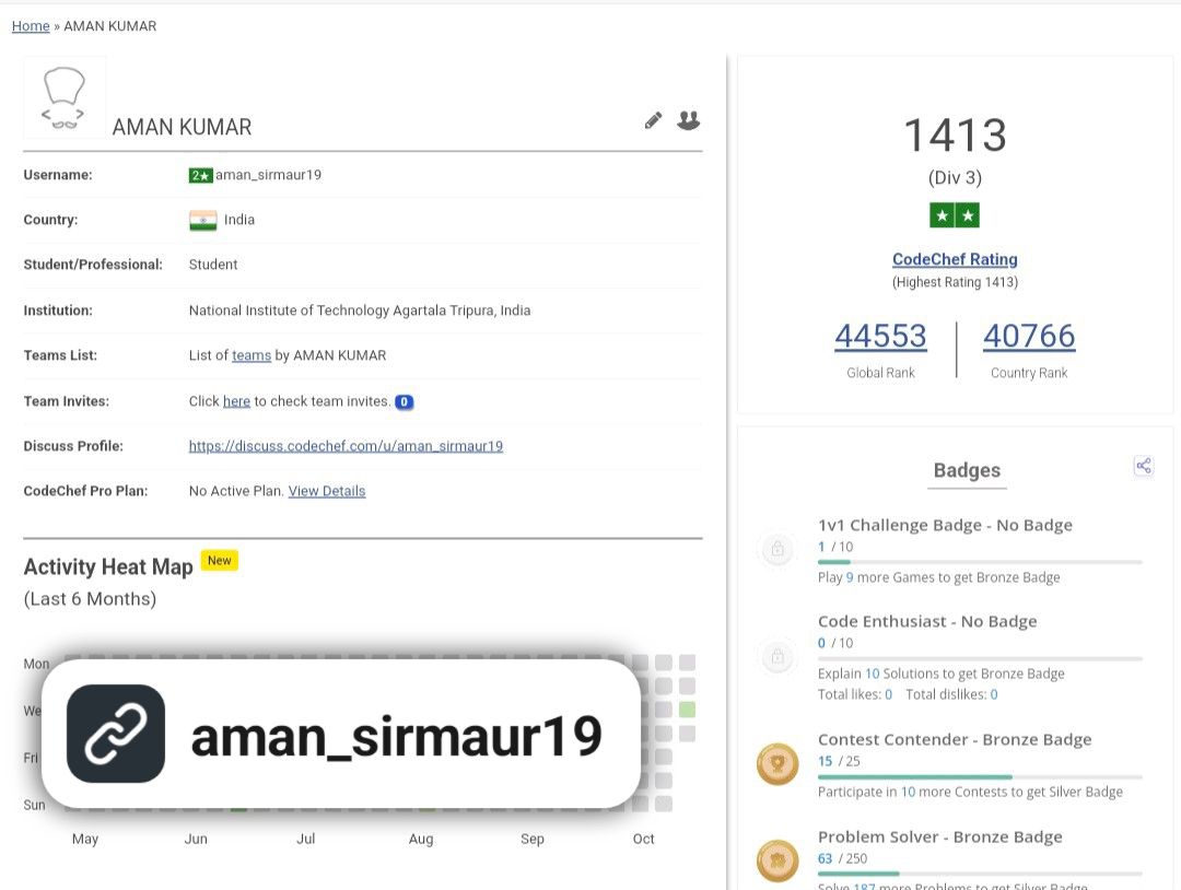 AMAN KUMAR on LinkedIn: #codechef #competitiveprogramming #coding AMAN KUMAR on LinkedIn: #codechef #competitiveprogramming #coding