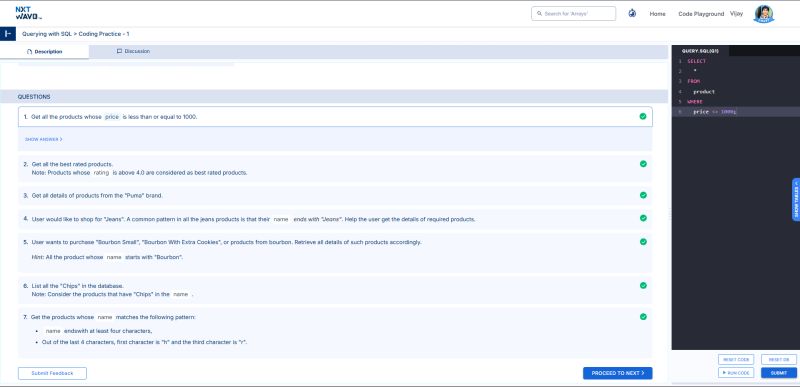 #sql #database #codingpractice #learning #fullscore #nxtwave… | Vijay ... #sql #database #codingpractice #learning #fullscore #nxtwave… | Vijay ...