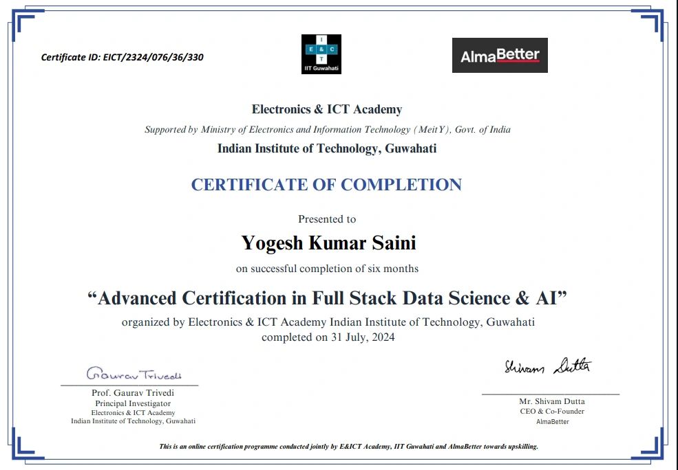 #datascience #ai #iitguwahati #almabetter #certification… | Yogesh ... #datascience #ai #iitguwahati #almabetter #certification… | Yogesh ...