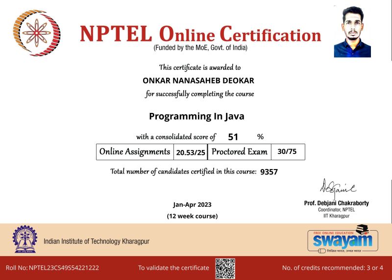 ONKAR DEOKAR on LinkedIn: #programmingcertification #nptel # ... ONKAR DEOKAR on LinkedIn: #programmingcertification #nptel # ...