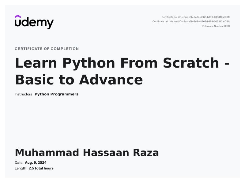 Muhammad Hassaan Raza on LinkedIn: #python #programming #learning #udemy Muhammad Hassaan Raza on LinkedIn: #python #programming #learning #udemy