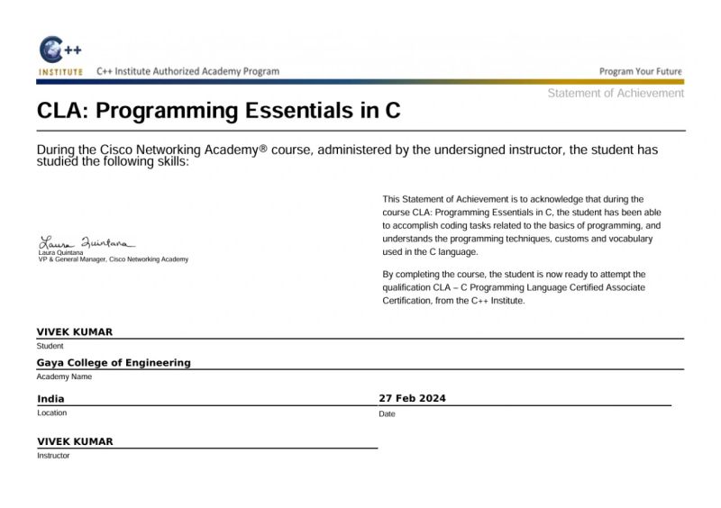 Vivek Kumar on LinkedIn: #cprogramming #cla #learningjourney # ... Vivek Kumar on LinkedIn: #cprogramming #cla #learningjourney # ...