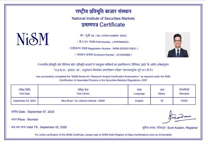 Atish Kumar Sahu on LinkedIn: #nism #researchanalyst #finance # ... Atish Kumar Sahu on LinkedIn: #nism #researchanalyst #finance # ...