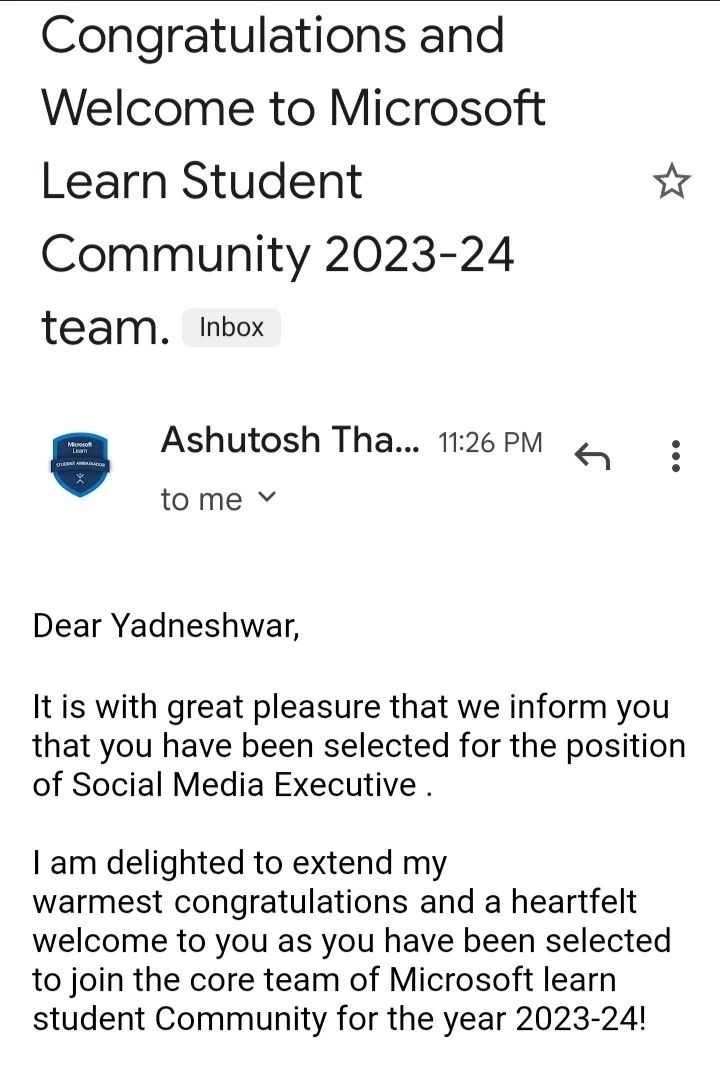 Yadneshwar Thorat on LinkedIn: Amazing News I'm thrilled to have been ... Yadneshwar Thorat on LinkedIn: Amazing News I'm thrilled to have been ...