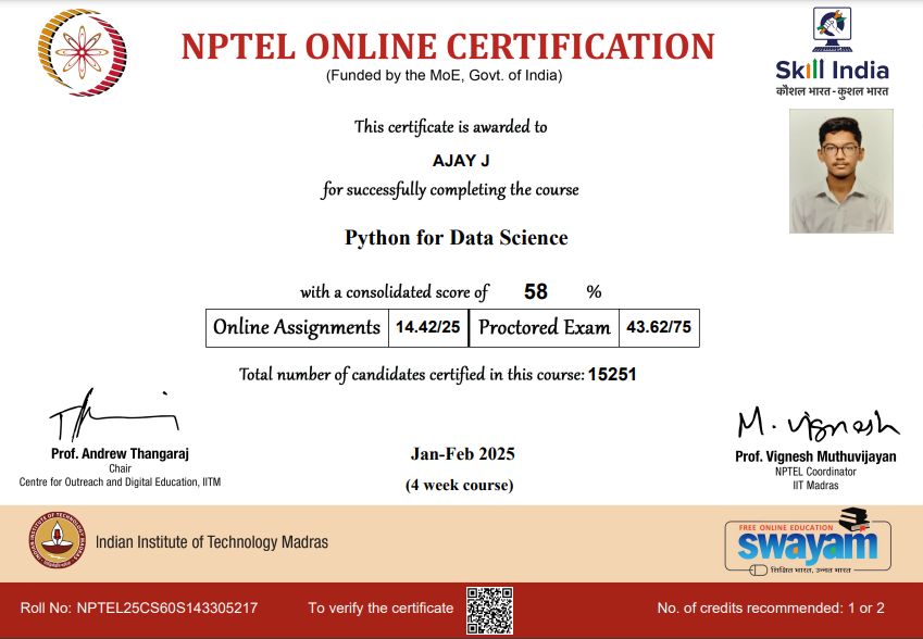 #python #datascience #nptel #iitmadras #lifelonglearning #skillup… | Ajay J #python #datascience #nptel #iitmadras #lifelonglearning #skillup… | Ajay J