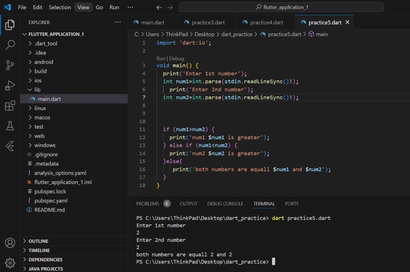 Just completed an enriching session practicing if conditions in Flutter ... Just completed an enriching session practicing if conditions in Flutter ...