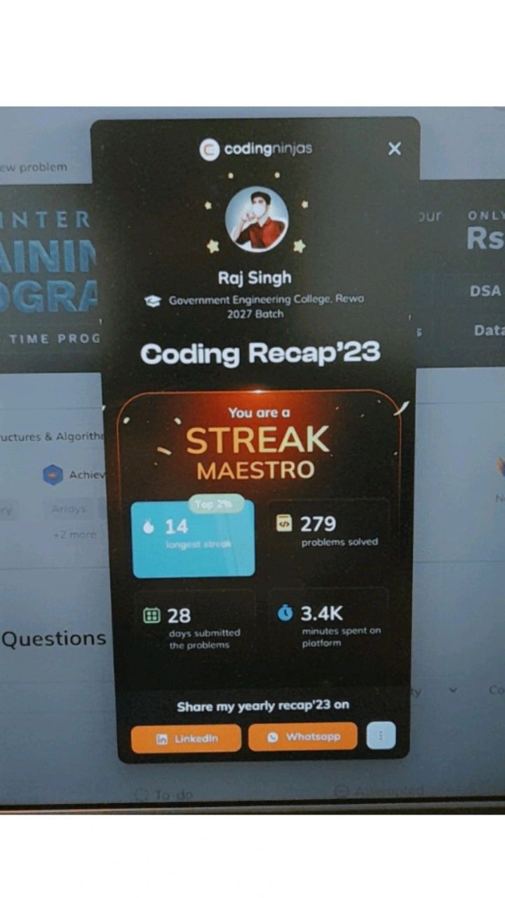 Day 89 of #100daysofcode: Solved problems with Codingninjas | Raj Singh ... Day 89 of #100daysofcode: Solved problems with Codingninjas | Raj Singh ...