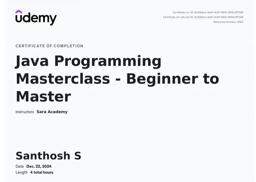 Santhosh S on LinkedIn: #javadeveloper #programmingmastery # ... Santhosh S on LinkedIn: #javadeveloper #programmingmastery # ...