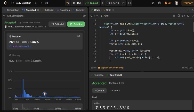 #day283 #dsa #grid #sorting #optimization #problemsolving | Rishi Mehta #day283 #dsa #grid #sorting #optimization #problemsolving | Rishi Mehta