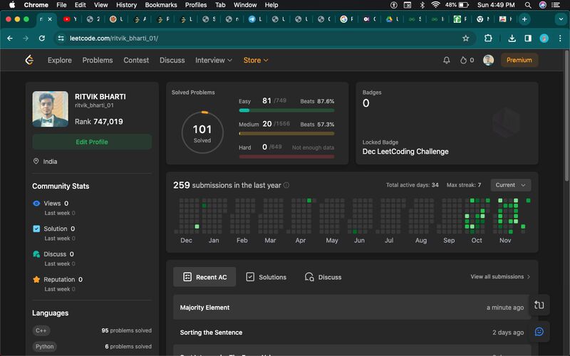 Ritvik Bharti on LinkedIn: #leetcode #codingjourney #milestone ... Ritvik Bharti on LinkedIn: #leetcode #codingjourney #milestone ...