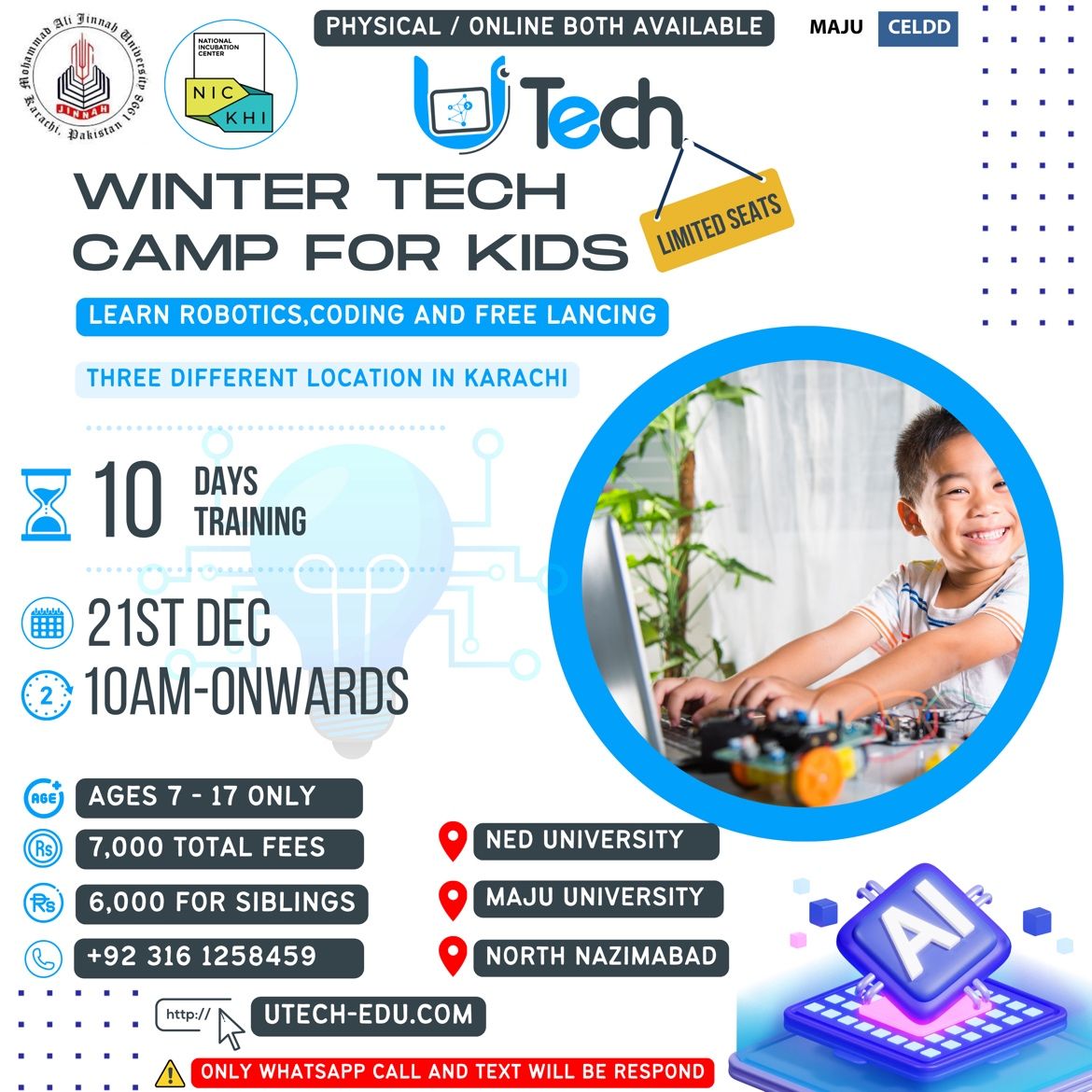 UTech on LinkedIn: 🌟 UTech Technology Winter Camp for Kids in Karachi ... UTech on LinkedIn: 🌟 UTech Technology Winter Camp for Kids in Karachi ...