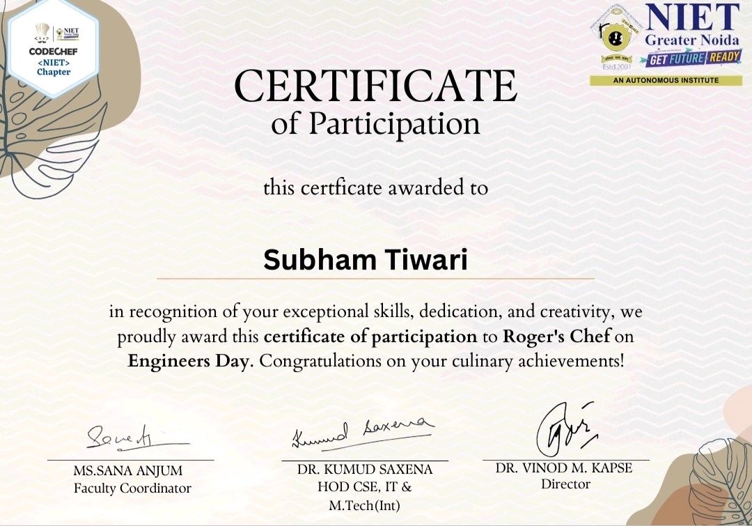 Subham Tiwari on LinkedIn: #codechef #niet Subham Tiwari on LinkedIn: #codechef #niet