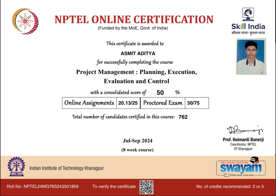 ASMIT ADITYA on LinkedIn: #nptel #continuouslearning #skillbuilding ASMIT ADITYA on LinkedIn: #nptel #continuouslearning #skillbuilding