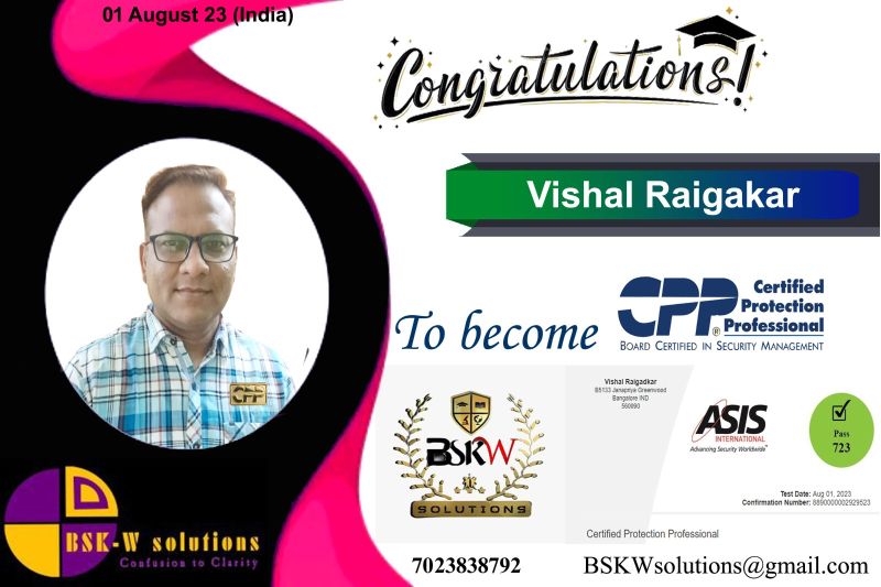 BSK-W Solution's on LinkedIn: Congratulations Vishal Raigadkar, CSP ... BSK-W Solution's on LinkedIn: Congratulations Vishal Raigadkar, CSP ...