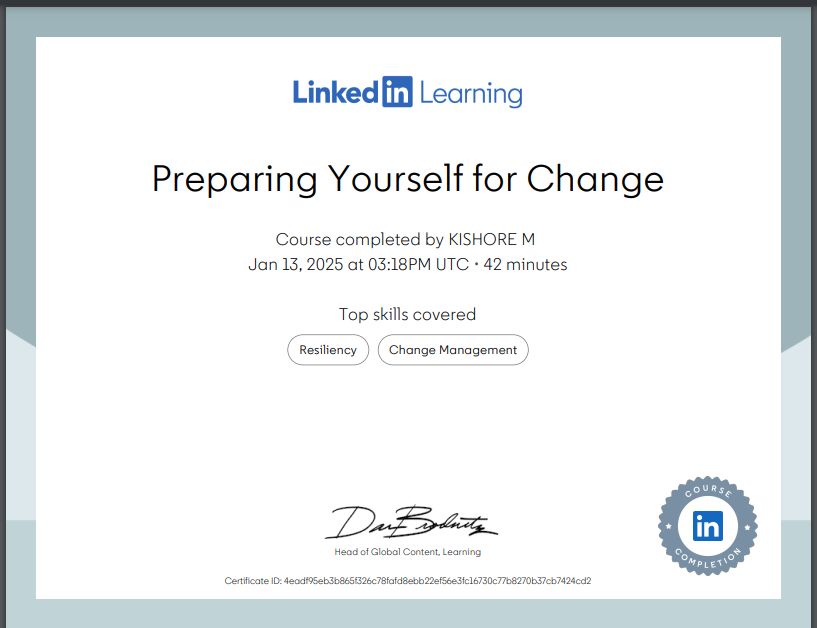 Preparing Yourself for Change! Just an beggining | Kishore M Preparing Yourself for Change! Just an beggining | Kishore M