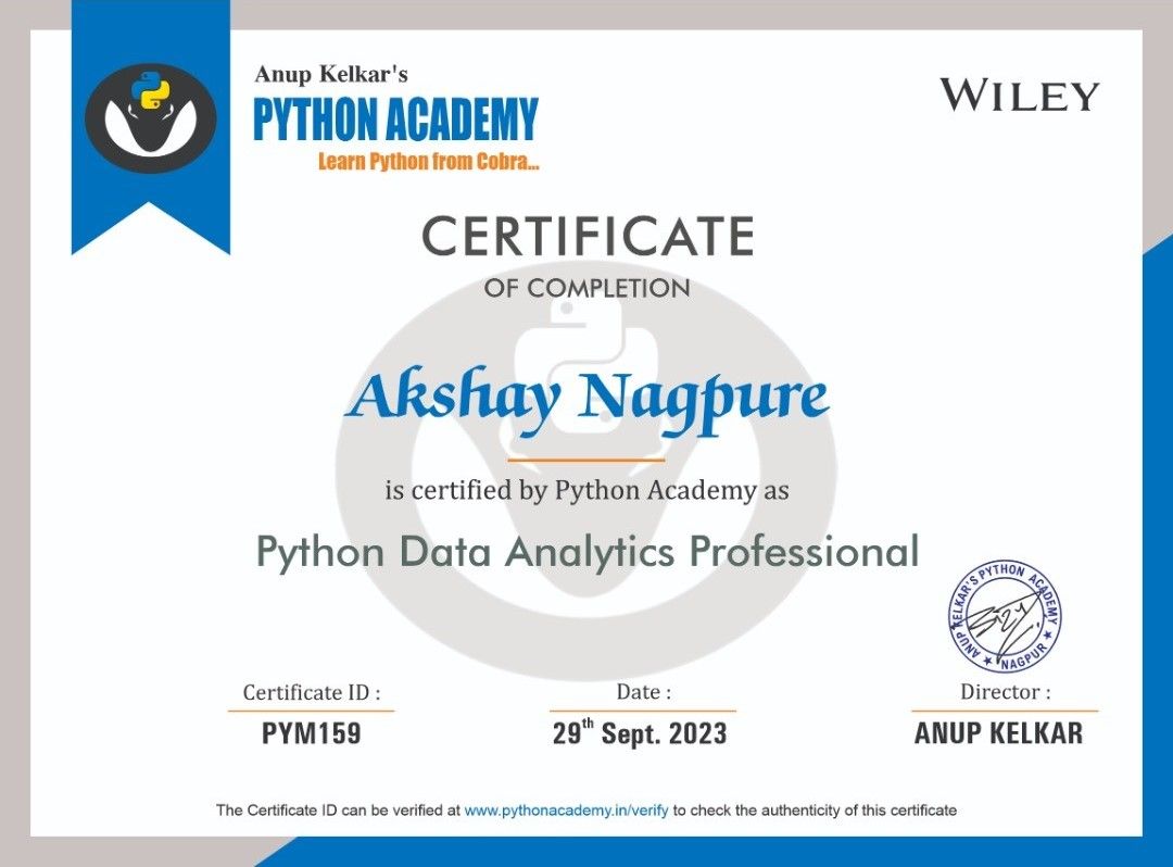 Completed Python Developer and Data Analytics Course | Akshay Nagpure ... Completed Python Developer and Data Analytics Course | Akshay Nagpure ...