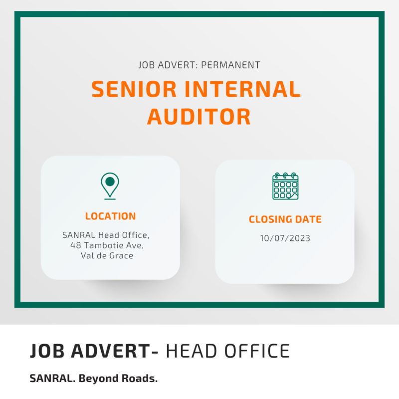 SANRAL on LinkedIn: SANRAL JOB ALERT: Senior Internal Auditor Link ... SANRAL on LinkedIn: SANRAL JOB ALERT: Senior Internal Auditor Link ...