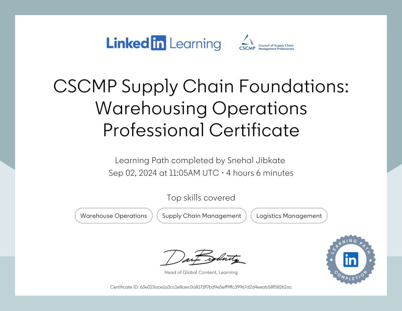Snehal Jibkate on LinkedIn: Certificate of Completion Snehal Jibkate on LinkedIn: Certificate of Completion
