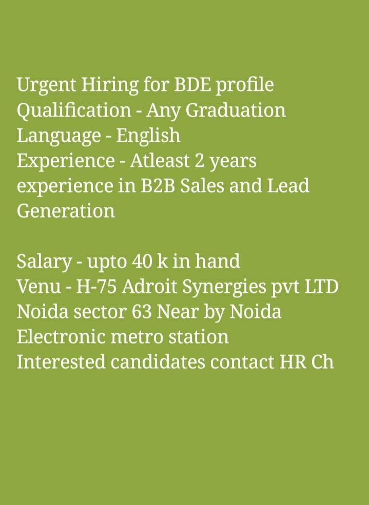T. Chandra Shekhar Sahu on LinkedIn: Urgent Hiring for BDE profile ... T. Chandra Shekhar Sahu on LinkedIn: Urgent Hiring for BDE profile ...