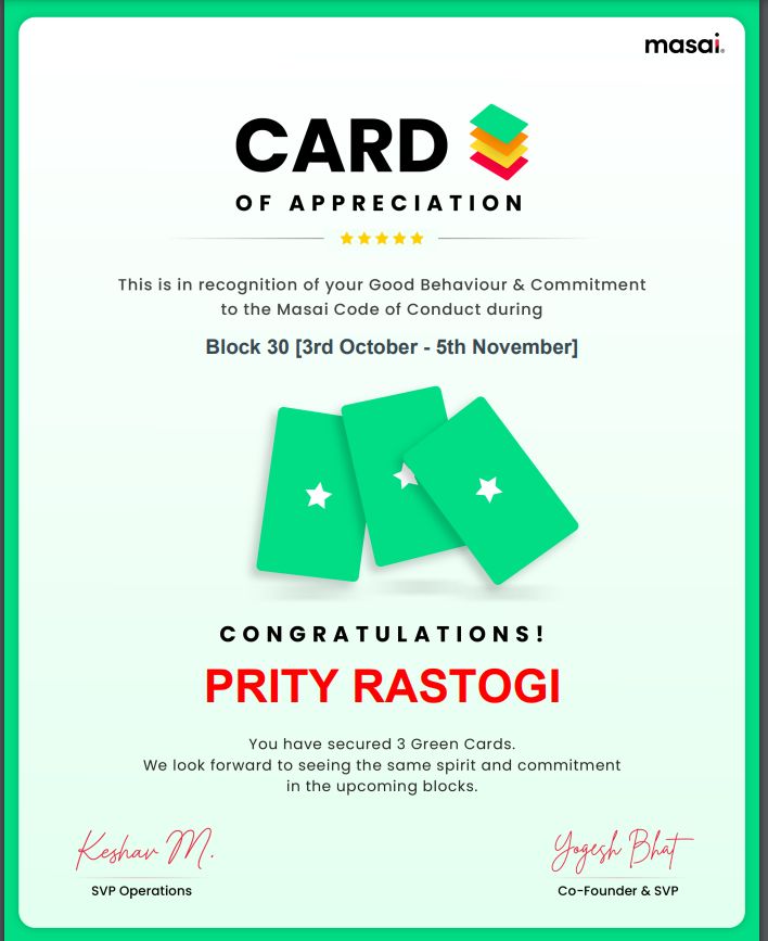 Prity Rastogi on LinkedIn: #masaischool #keeplearning #keepcoding Prity Rastogi on LinkedIn: #masaischool #keeplearning #keepcoding