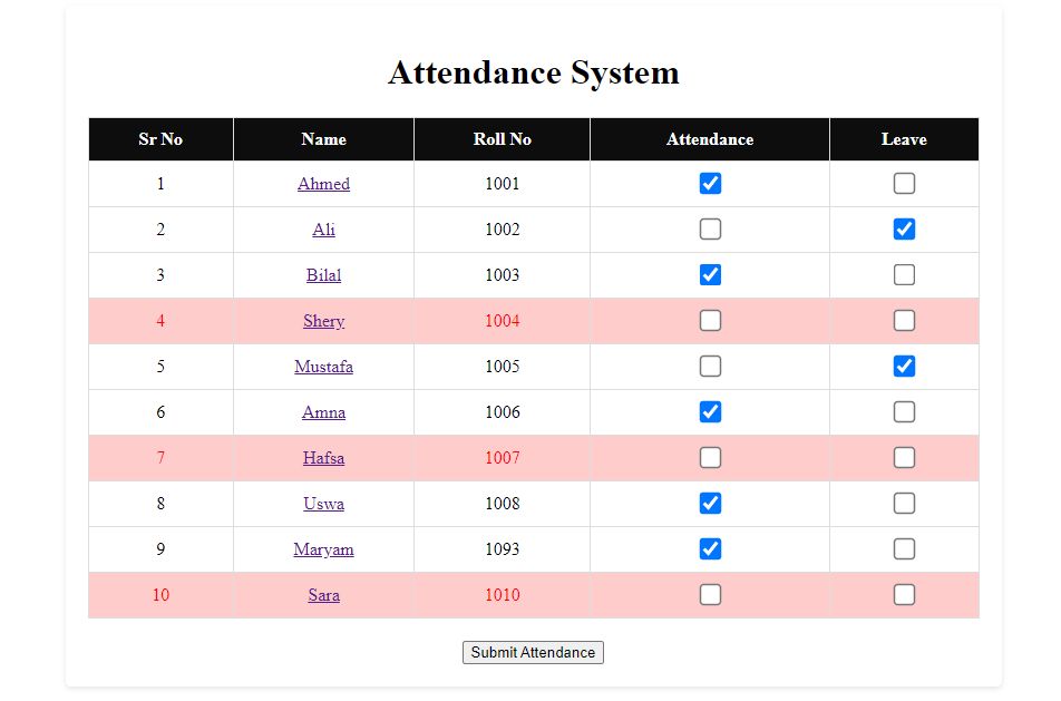 Create an attendance system using HTML, CSS (Bootstrap and Sass), and ... Create an attendance system using HTML, CSS (Bootstrap and Sass), and ...