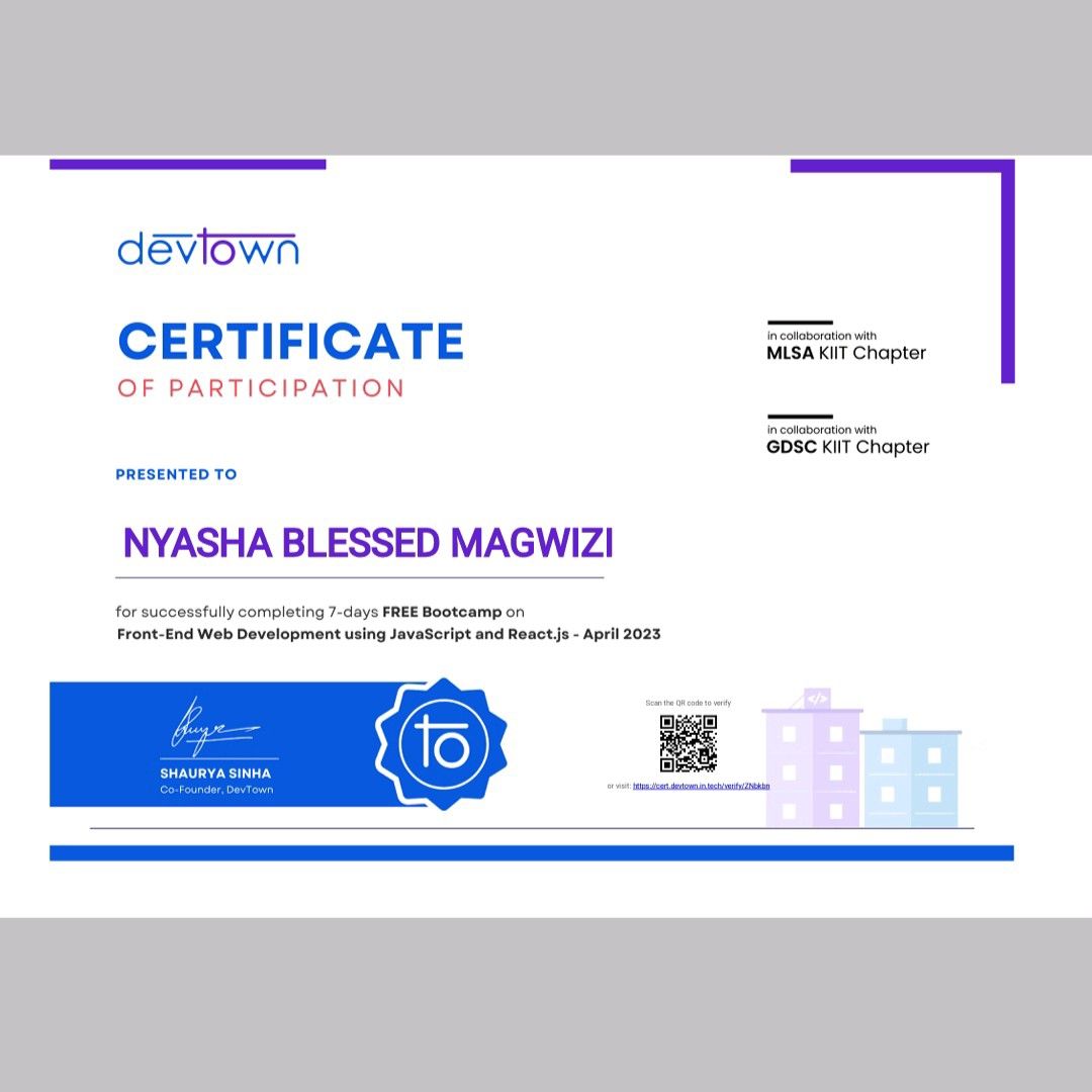 Nyasha Magwizi on LinkedIn: #devtown #javascript #reactjs #google # ... Nyasha Magwizi on LinkedIn: #devtown #javascript #reactjs #google # ...