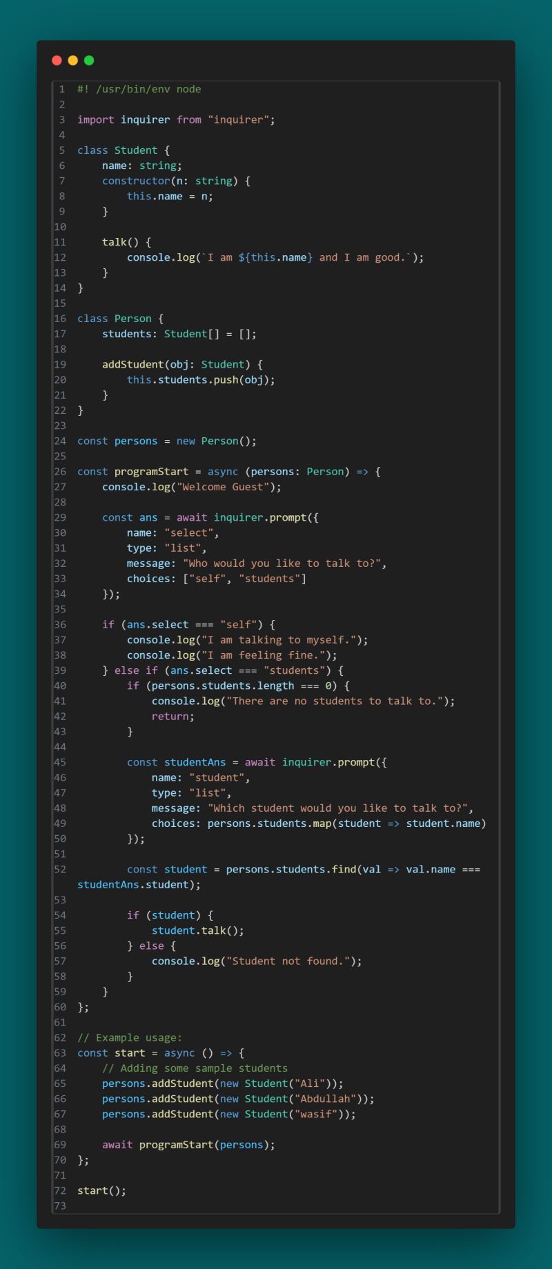 New project: CLI program using TypeScript and Inquirer.js | MUHAMMAD ... New project: CLI program using TypeScript and Inquirer.js | MUHAMMAD ...