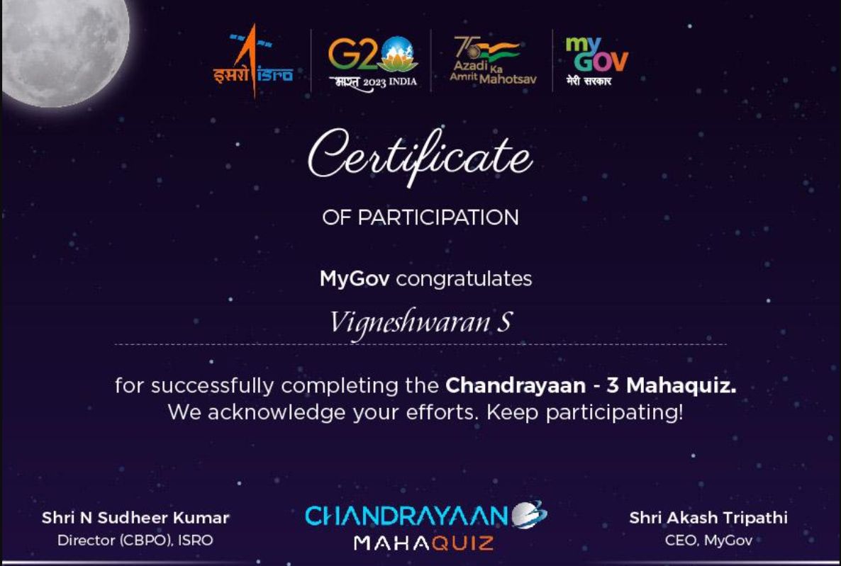 Vigneshwaran Sundar on LinkedIn: I have recieved a new Certificate for ... Vigneshwaran Sundar on LinkedIn: I have recieved a new Certificate for ...