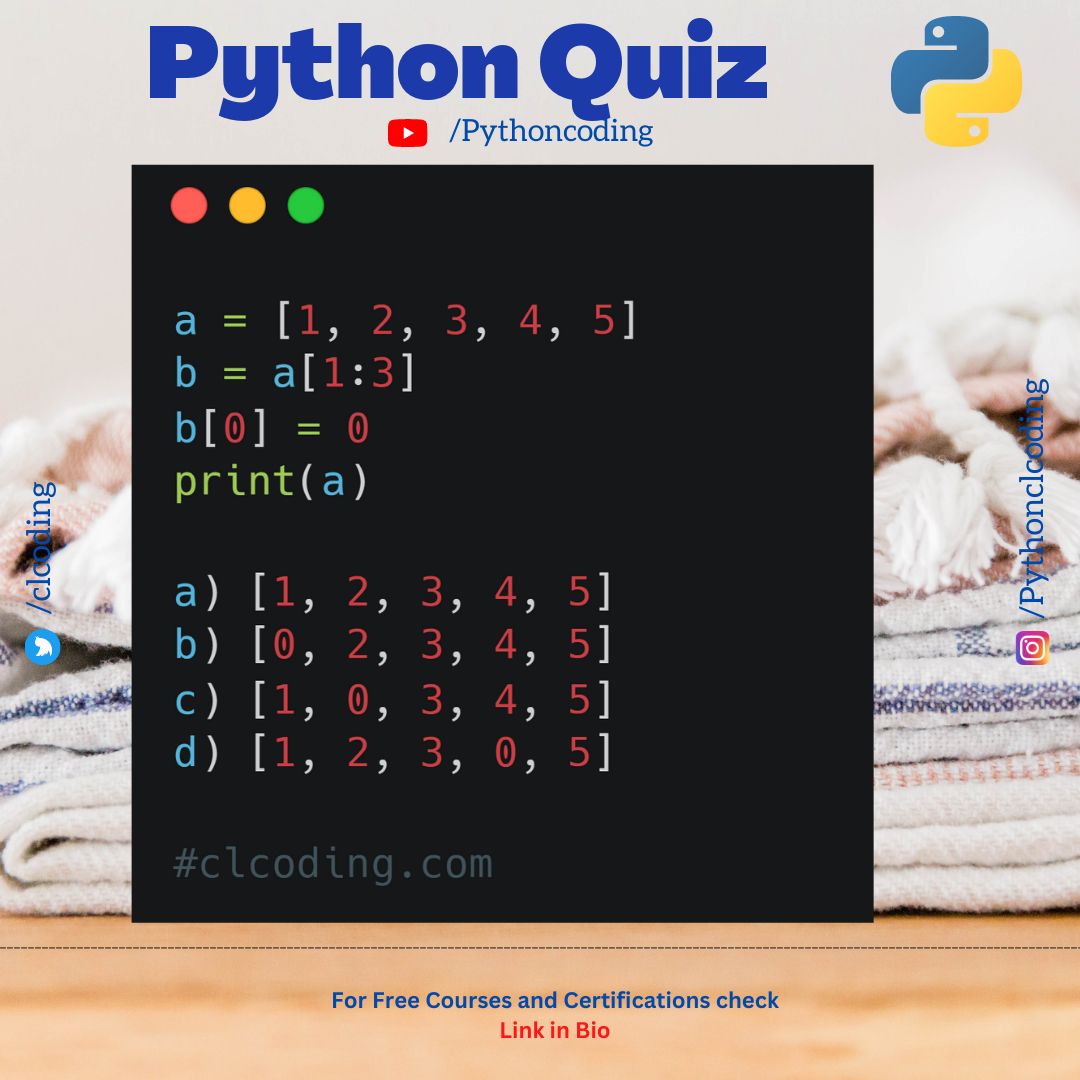 Python Coding on LinkedIn: What is the output of following Python code ... Python Coding on LinkedIn: What is the output of following Python code ...
