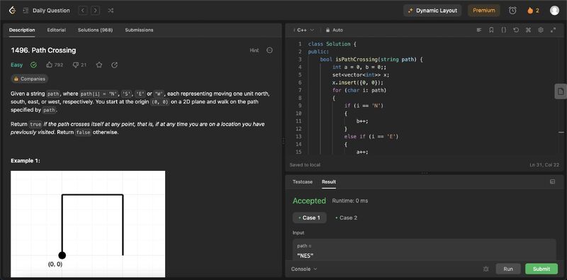 Day 75 of #100daysofcode challenge: Path Crossing | Brahm Dev posted on ... Day 75 of #100daysofcode challenge: Path Crossing | Brahm Dev posted on ...