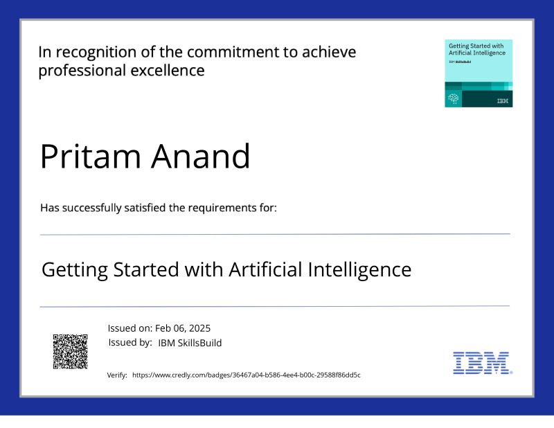 #artificialintelligence #learningjourney #ibm #skillsbuild… | Pritam Anand #artificialintelligence #learningjourney #ibm #skillsbuild… | Pritam Anand