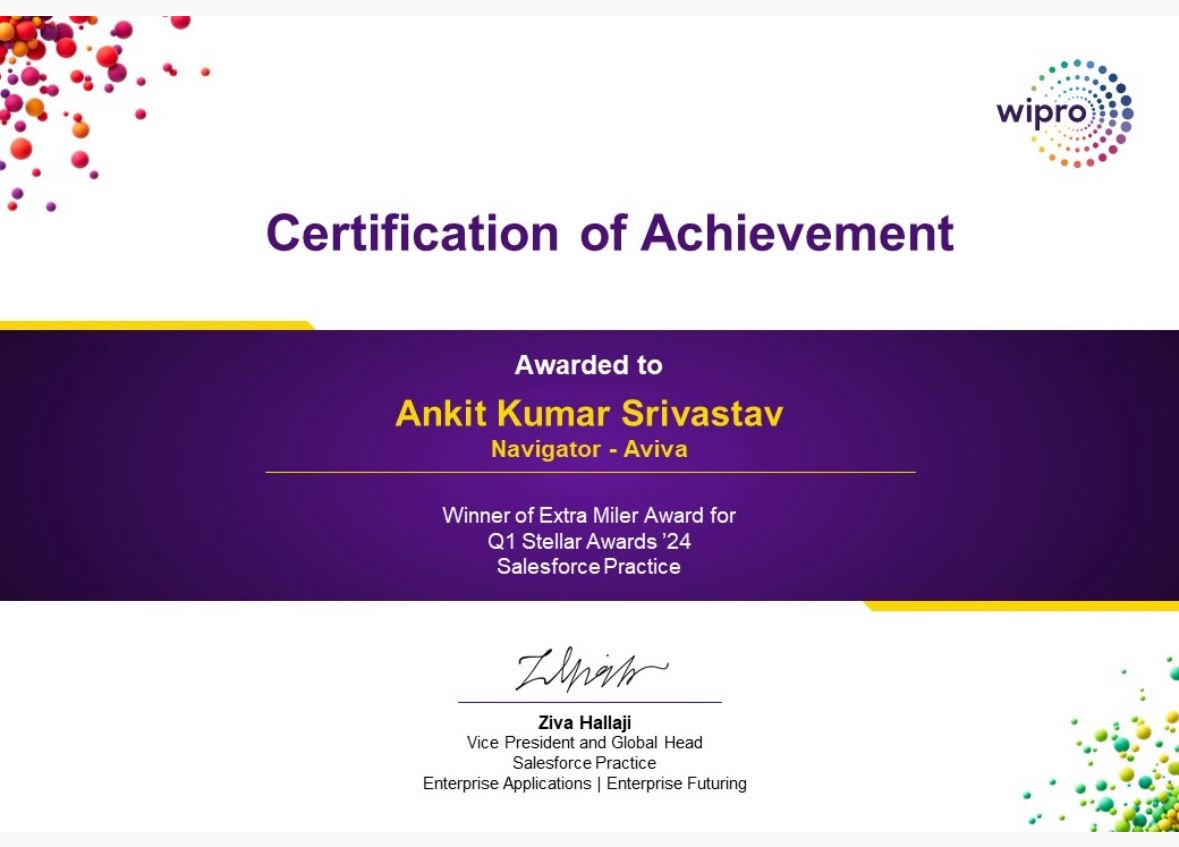 Ankit Kumar Srivastav on LinkedIn: #wipro #salesforce Ankit Kumar Srivastav on LinkedIn: #wipro #salesforce