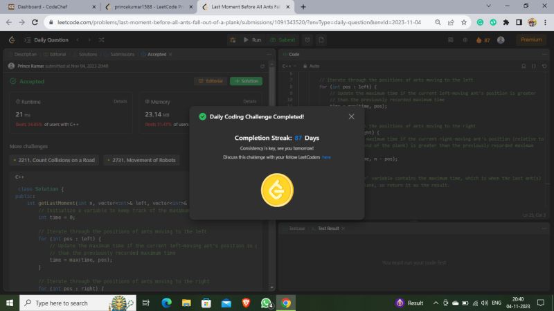 Completed 87 days of LeetCode Coding! | Prince Kumar posted on the ... Completed 87 days of LeetCode Coding! | Prince Kumar posted on the ...