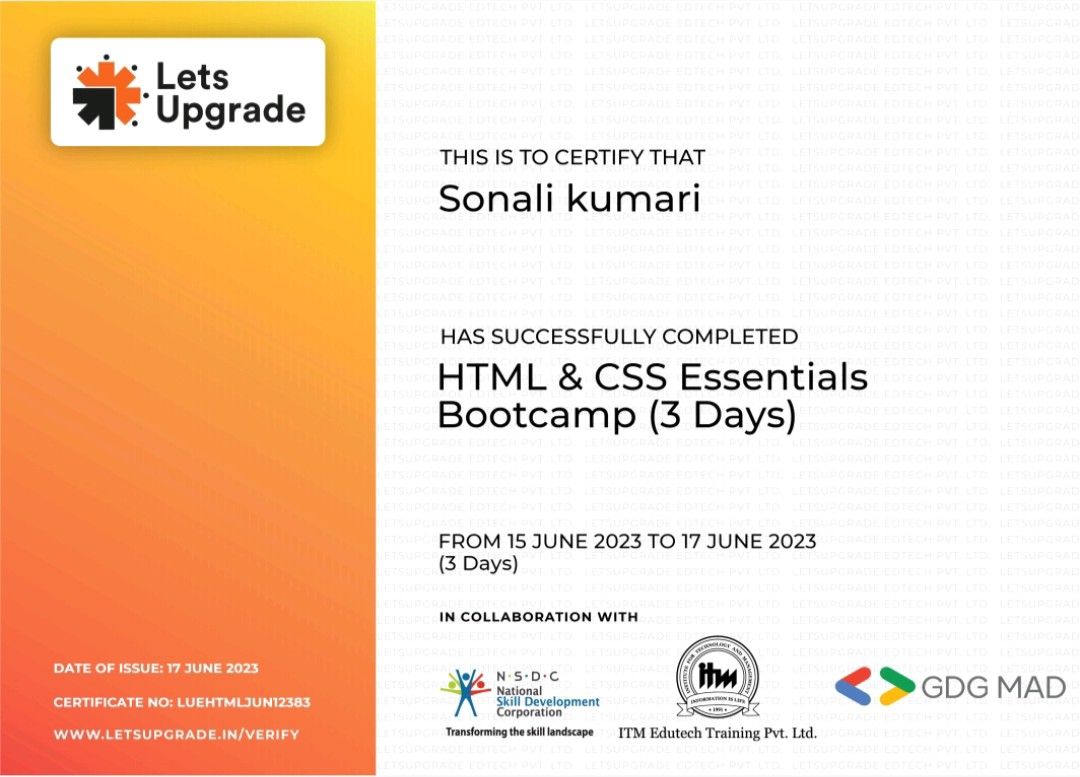 Sonali Kumari on LinkedIn: #html #css #bootcamp #letsupgrade Sonali Kumari on LinkedIn: #html #css #bootcamp #letsupgrade