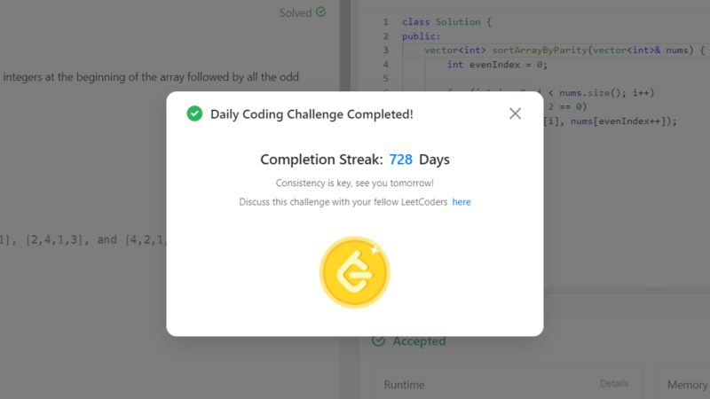 Finished 728 days on LeetCode! | Harshavardhan Bajoria posted on the ... Finished 728 days on LeetCode! | Harshavardhan Bajoria posted on the ...
