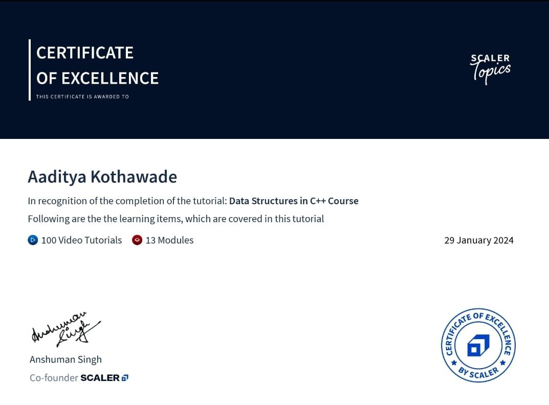 Aaditya Kothawade on LinkedIn: #c #dsa Aaditya Kothawade on LinkedIn: #c #dsa