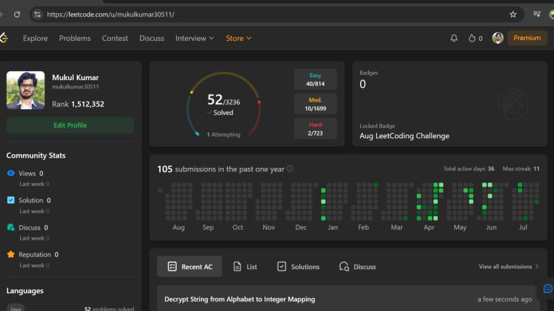 Successfully solved 50 LeetCode questions! | Mukul Kumar posted on the ... Successfully solved 50 LeetCode questions! | Mukul Kumar posted on the ...