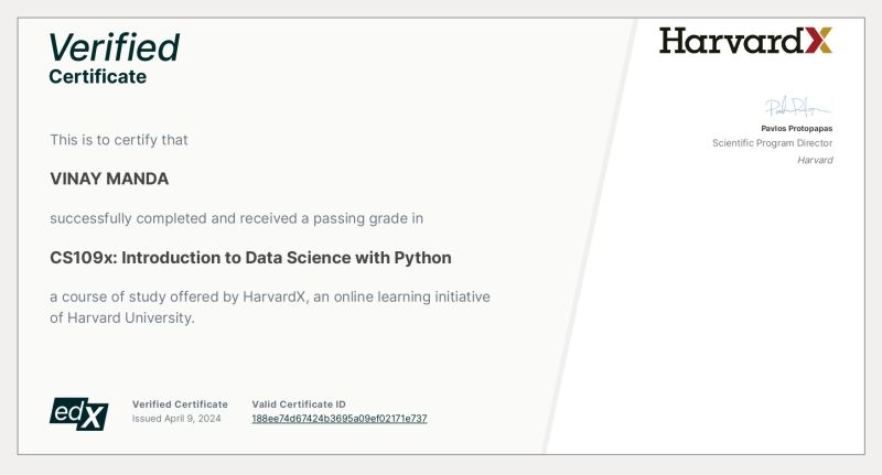 Vinay Manda on LinkedIn: #datascience #python #harvardx #edx # ... Vinay Manda on LinkedIn: #datascience #python #harvardx #edx # ...