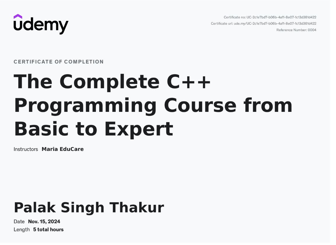 Palak Thakur on LinkedIn: #cpp #continuouslearning #professionaldevelopment Palak Thakur on LinkedIn: #cpp #continuouslearning #professionaldevelopment