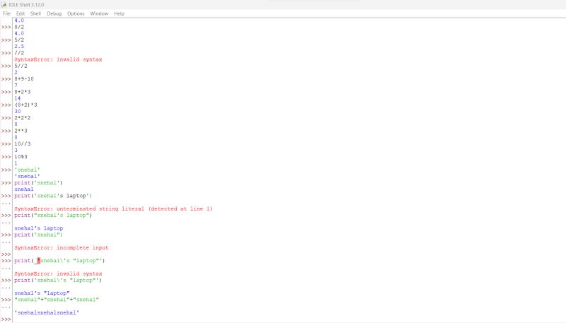 New learning insights from python IDLE | Snehal Dange posted on the ... New learning insights from python IDLE | Snehal Dange posted on the ...