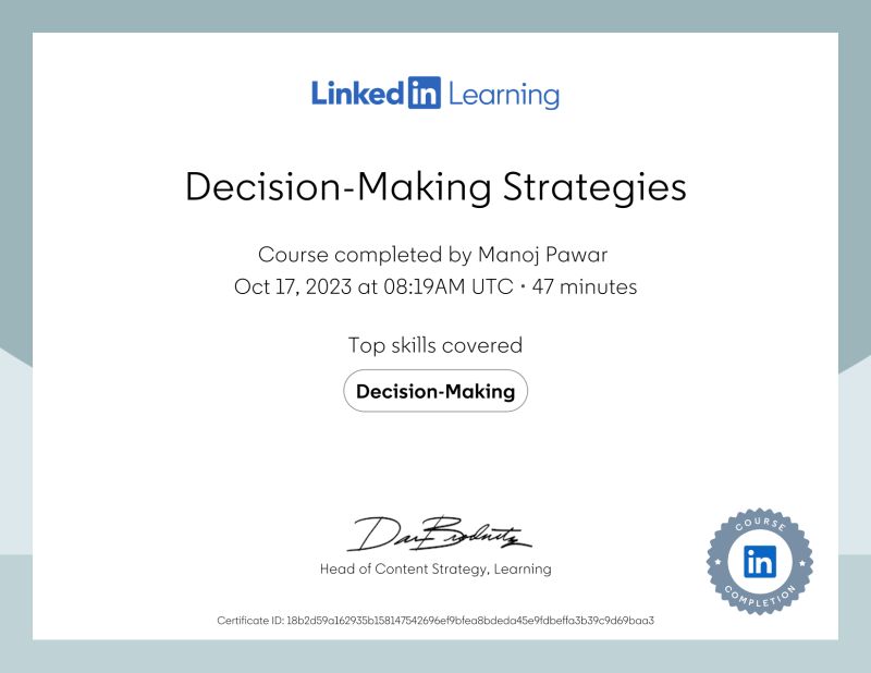 Manoj Pawar on LinkedIn: Certificate of Completion Manoj Pawar on LinkedIn: Certificate of Completion