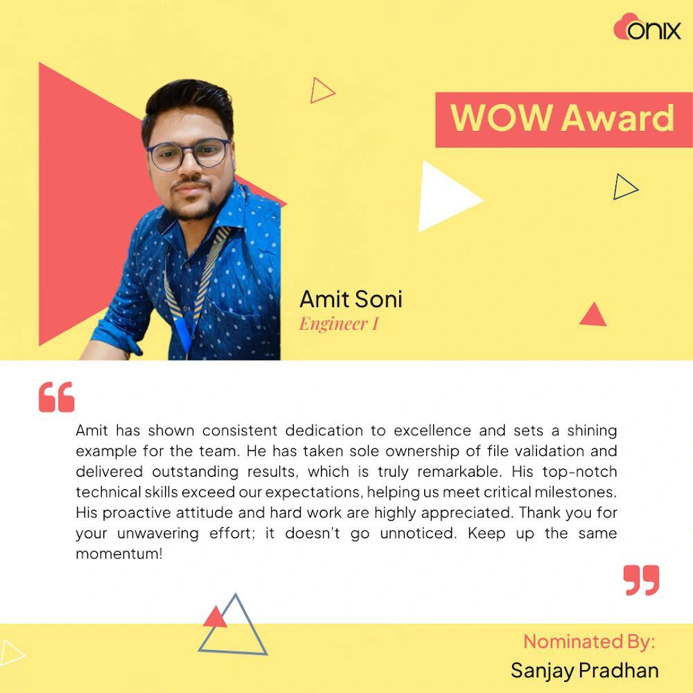 I am honoured to share that I am received WOW Award .Thanks to ... I am honoured to share that I am received WOW Award .Thanks to ...