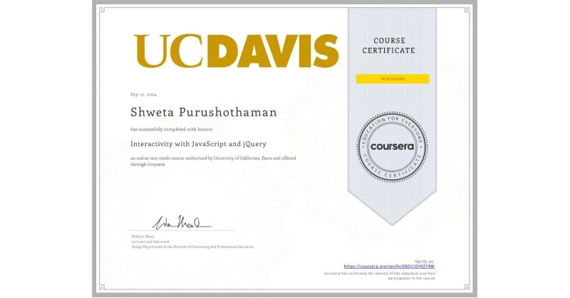 Shweta Purushothaman on LinkedIn: #javascript #jquery #certification # ... Shweta Purushothaman on LinkedIn: #javascript #jquery #certification # ...