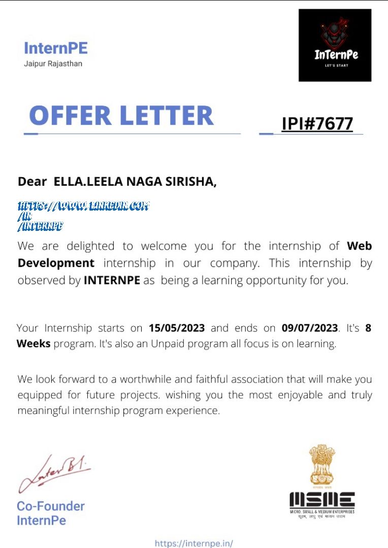 Ella Sirisha on LinkedIn: #internpe #webdevelopment Ella Sirisha on LinkedIn: #internpe #webdevelopment