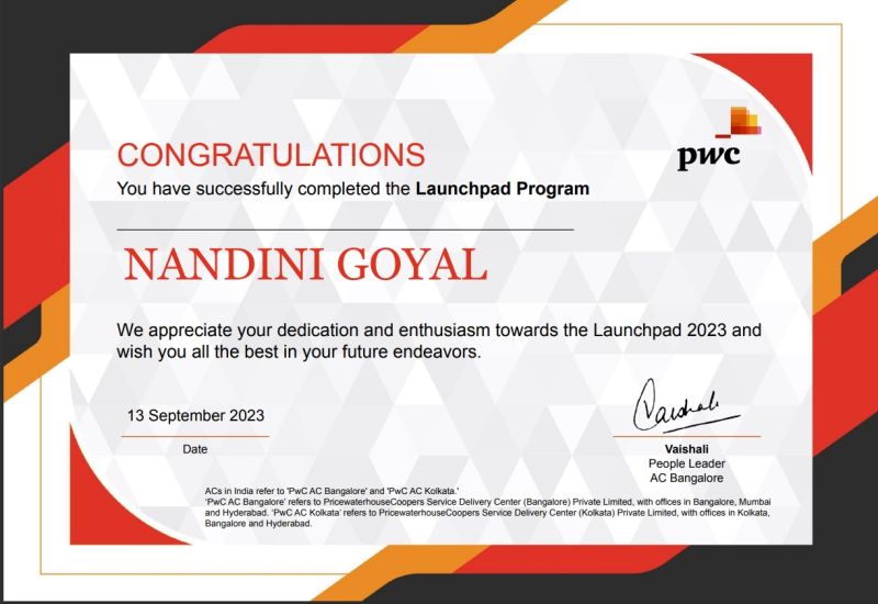Graduated from PwC Launchpad Program | Nandini Goyal posted on the ... Graduated from PwC Launchpad Program | Nandini Goyal posted on the ...