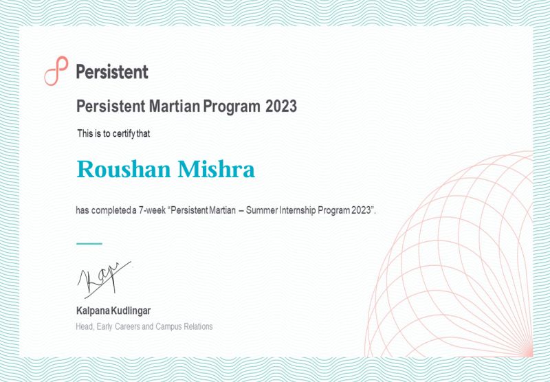Roushan Mishra on LinkedIn: #persistentsystems #internshipcompletion # ... Roushan Mishra on LinkedIn: #persistentsystems #internshipcompletion # ...