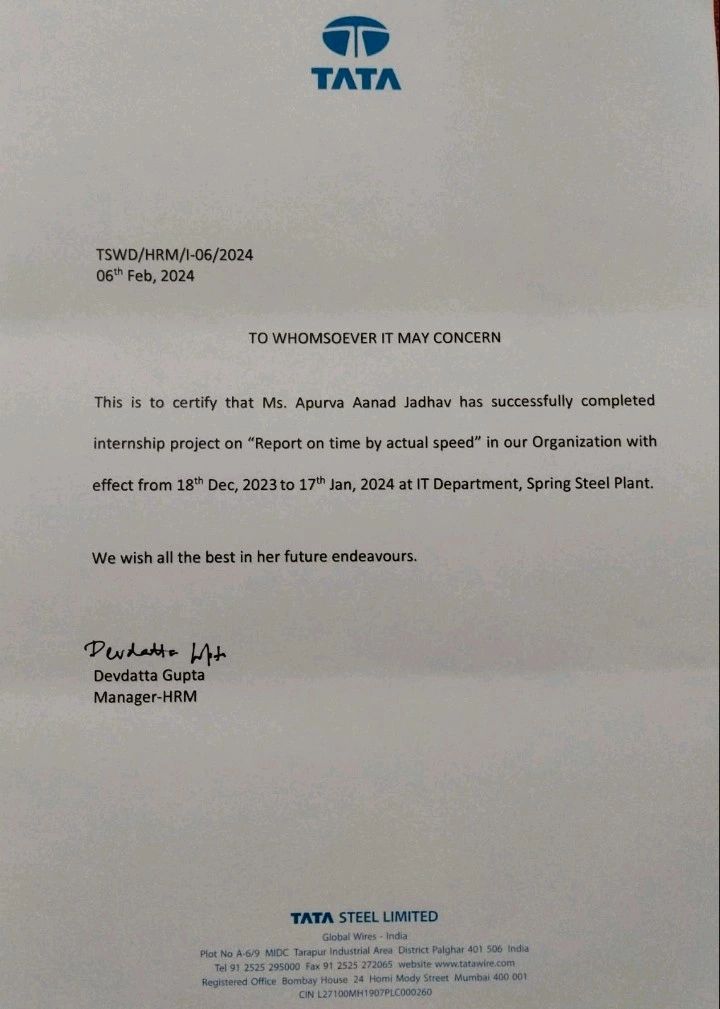 Apurva Jadhav on LinkedIn: #dataanalysis #internship #tatasteel Apurva Jadhav on LinkedIn: #dataanalysis #internship #tatasteel