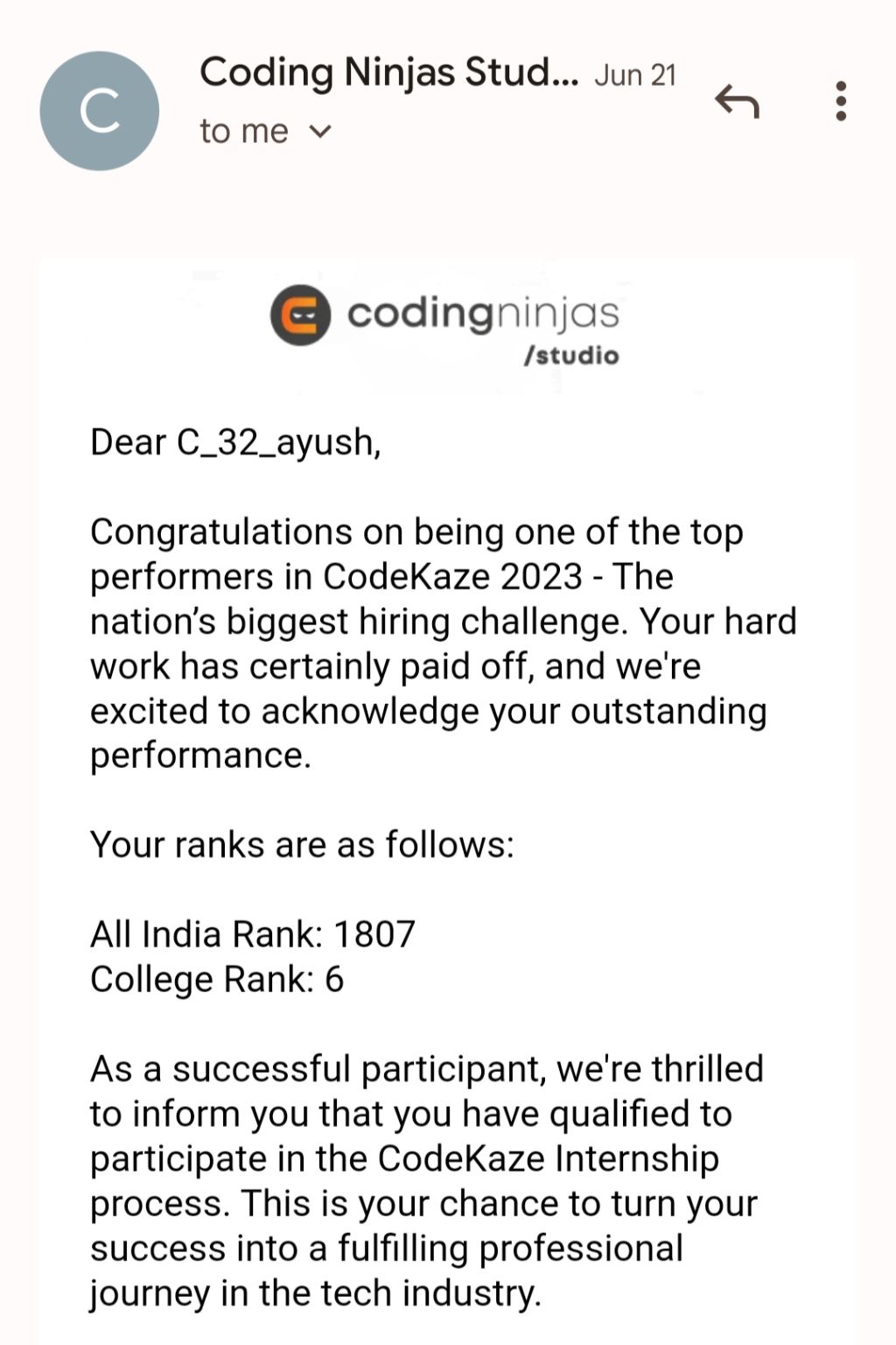 Ayush Jain on LinkedIn: #codekaze #codingninjas Ayush Jain on LinkedIn: #codekaze #codingninjas