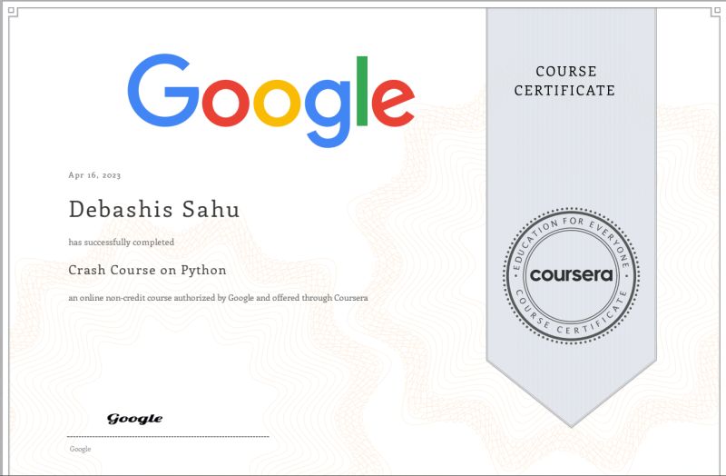 Debashis Sahu on LinkedIn: #connections #python #google #crashcourse # ... Debashis Sahu on LinkedIn: #connections #python #google #crashcourse # ...
